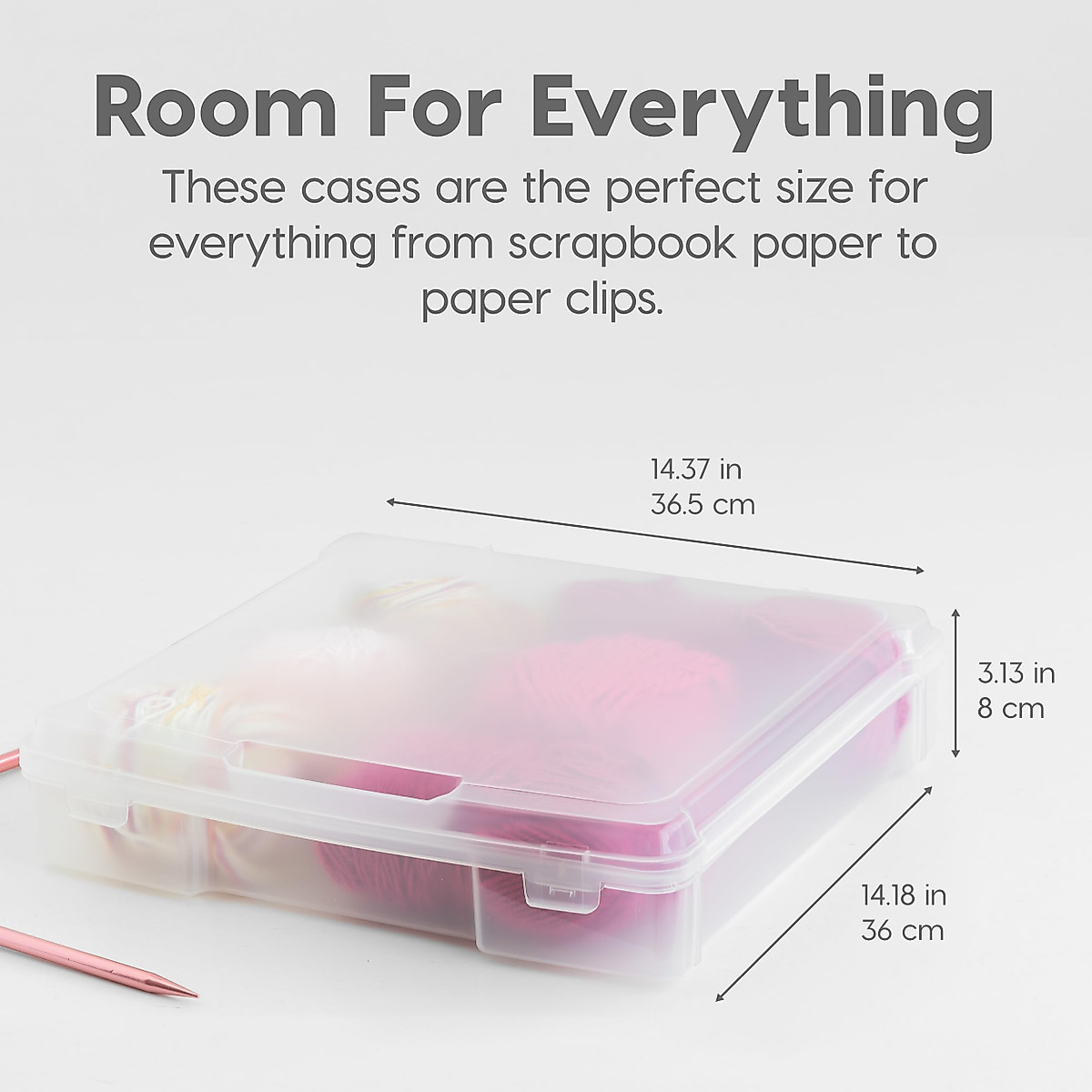 IRIS USA Fits 12" x 12" Paper, 6 Pack Thick Portable Plastic Scrapbook Paper Storage Cases with Built-in Handle for Art and Craft Supplies Yarn File Paper Office Documents Toys, Rounded Corner, Clear