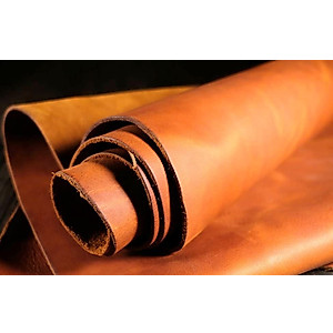 The Tannery Finished Full Grain Cow Genuine Leather Hides Crafts | Home Decor Leather Crafts Tooling Sewing Hobby Workshop Crafting Leather Hides Bourbon Brown 12x12