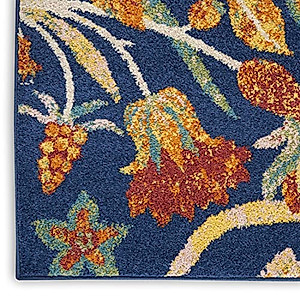 Nourison Allur Floral Navy Multicolor 7'10" x 9'10" Area -Rug, Easy -Cleaning, Non Shedding, Bed Room, Living Room, Dining Room, Kitchen (8x10)