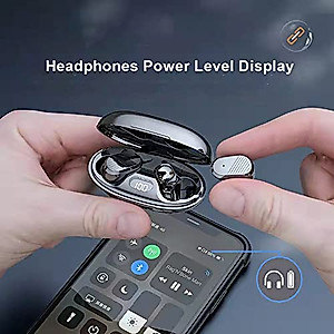 NVAHVA True Wireless Invisible Earbuds, Headphones with Microphone for iPhone Android, USB-C Charge, IPX5 Waterproof, Touch Control, Small Bluetooth Earbuds for Commute Sports Sleep (Black)