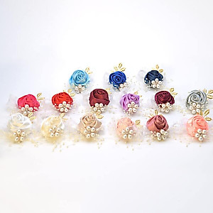 Snadulor 1 Pcs Wrist Flower,Wedding Bridesmaid Bride Wrist Corsage Decoration Hand Flower,Royal Blue