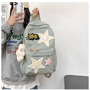 Cute Backpack for Women Men, Kawaii Y2K Grunge Trendy Colorful Harajuku Hiking Travel Backpack Aesthetic Backpack (Green)