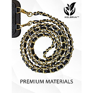 KELBRIA Crossbody iPhone 13 Pro Max Case with Card Holder for Women – Leather iPhone 13 Pro Max Case with Strap – iPhone 13 Pro Max Wallet Case for Women – Black Pebble Leather