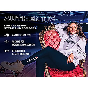Champion, Authentic 7/8s, Moisture Wicking, Leggings for Women, 25", Black Script, Small