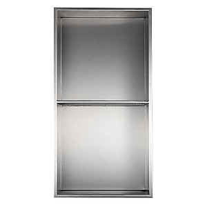 Stainless Steel Shower Niche 24" X 12",No Tile Needed Wall Niche Double Shelves,Recessed Niche Shower Shelf for Bathroom Storage