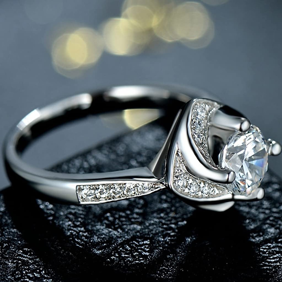 Jude Jewelers Platinum Plated Simulated Cubic Zircon Diamond Solitaire Wedding Engagement Proposal Ring (Silver, 12)