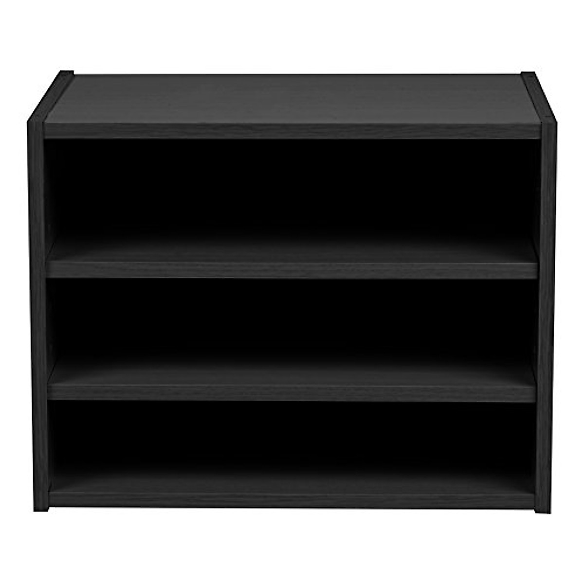 IRIS USA 3-Shelves Modular Wood Stacking Storage Box, for Office Closet and Nightstand, Easy Assembly, Customizable, Stacking Storage Boxes, Black