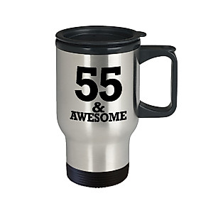 Gifts for 55 Year Old Man Coffee Travel Mug Stainless Steel Insulated - 55th Birthday - 1963 Anniversary for Him Dad in Law Husband Grandpa Uncle Papa