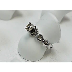 Houston Diamond District 0.63 Carat Twisting Infinity Gold and Diamond Split Shank Pave Set Diamond Engagement Ring 14K White Gold with a 0.5 Carat J-K I2 Round Brilliant Cut/Shape Center