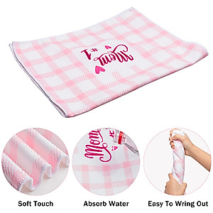 R HORSE 5Pcs Best Mom Kitchen Dish Towel Set Absorbent Quick Dry Cloth Dish Tea Towels Reusable Hand Towels Bar Hand Dishcloths Kitchen Rag Happy Mother's Day Decor for Bathroom Kitchen Home Supplies