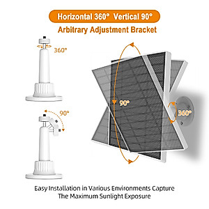 Coohchch Solar Panel Charger for Google Nest Camera Outdoor & Indoor (Battery Version), 6V 5W Output Solar Panel Fast Charge, Camera Solar Panel Charger with 360 Degree Adjustable Solar Holder
