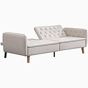 Mjkone Convertible Sofa Bed, Modern Velvet Loveseat Couch, Folding Upholstered Sleeper Sofa with Adjustable Backrest & Armrest, Couches for Living Room Apartment Office Small Space