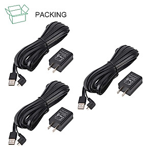 3Pack Power Adapter for Blink XT / XT2 & Blink Outdoor (3rd Gen) XT3, Long and Flat 25 ft/7.5m Weatherproof Cable Continuously Charging Your Blink Security Camera