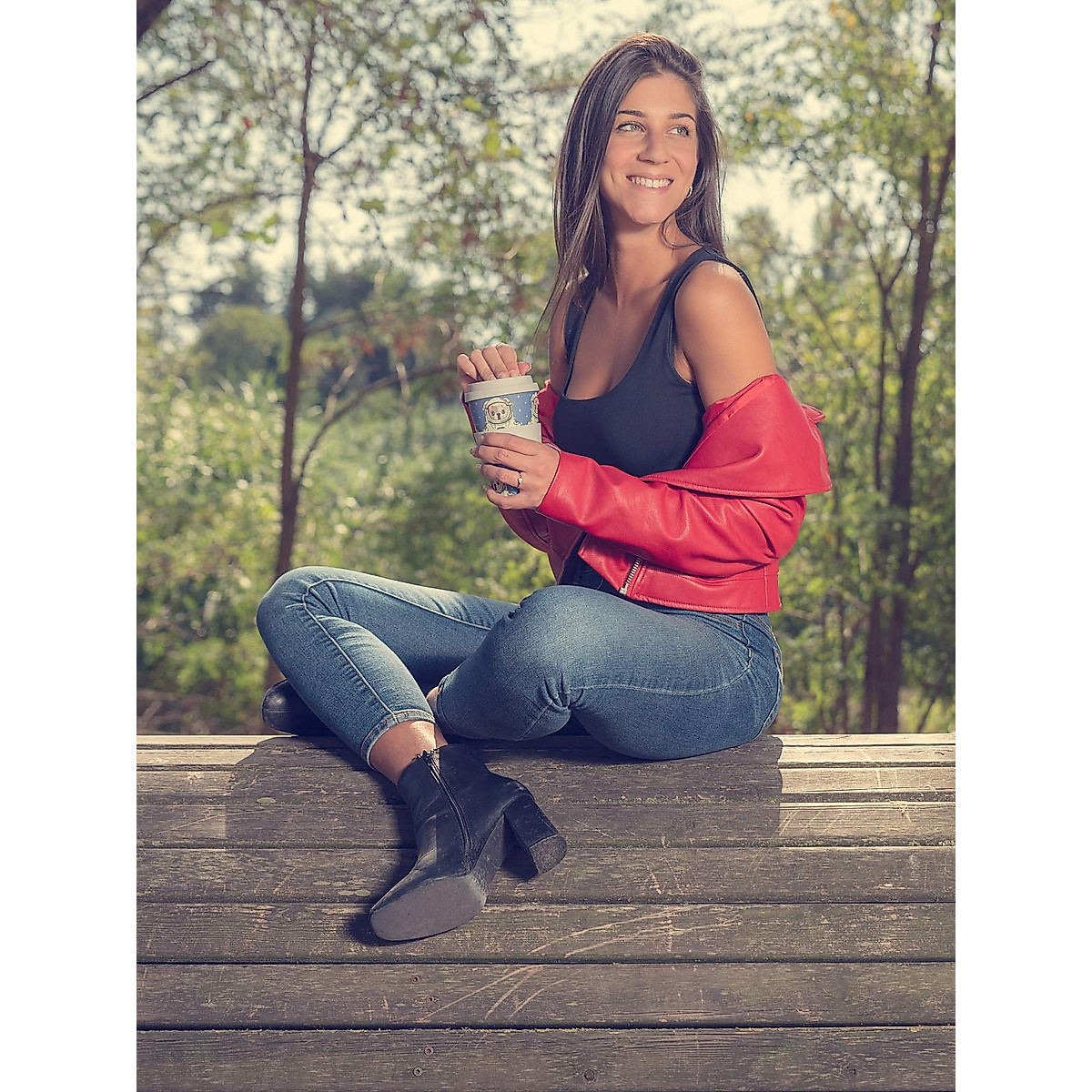 QUY CUP. Apollo. Bamboo Coffee To Go Mug - Set of 2, 14 oz. Italian Design, BPA Free Ecofriendly Cups, 2 Reusable Travel Mugs