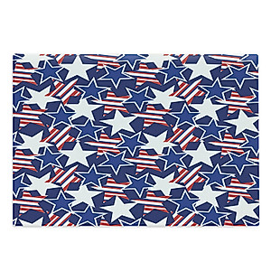 Ambesonne 4th of July Cutting Board, Stars and Stripes of Liberty and Freedom American Theme Pattern, Decorative Tempered Glass Cutting and Serving Board, Large Size, Red White