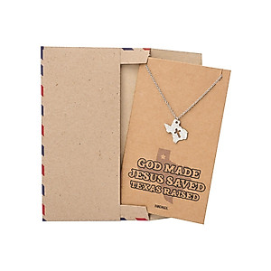 quan jewelry State Necklace, Lone Star Texas Pendant Charm, Texas Born Country Cross Inspirational Necklace - Handmade