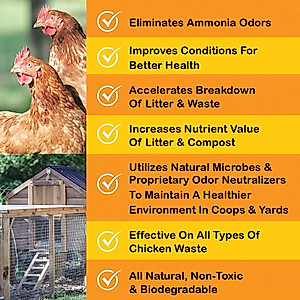 MICROBE-LIFT Chicken Coop Cleaner and Odor Eliminator, Use on All Surfaces and Supplies, Turns Chicken Poop Into Fertilizer, Ammonia Reducer, Highly Concentrated and Safe Formula, 32 Ounces