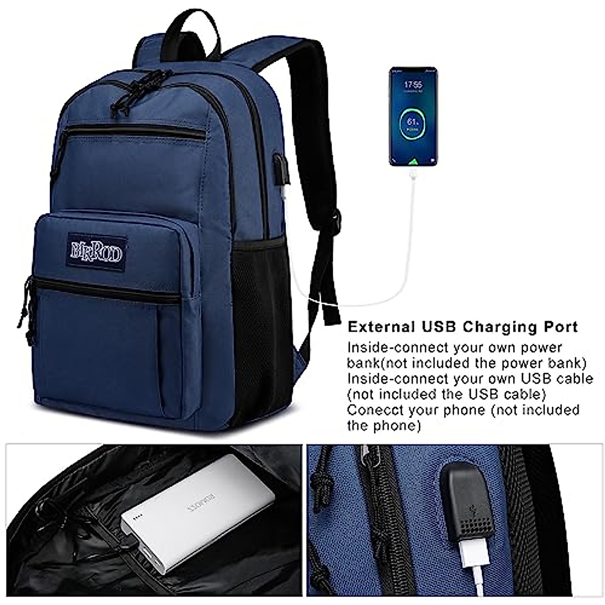 Backpack for Men and Women, Backpack for School Teen Boys and Girls, Lightweight Casual Black Backpack with USB Charging Port for Men and Women Traveling, Daily-use Bookbag Fits 15.6 Inch Laptop