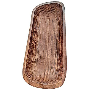 BNDPLUS Wooden Dough Bowl Antique Walnut Reddish Brown Vintage, Wood Long Dough Bowl Large, Wooden Dough Bowls, centerpiece Wood bowl L19 X W8 X H3 inch