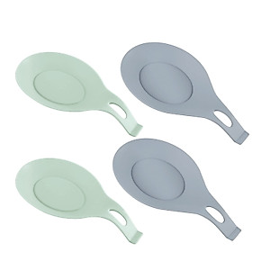 4-PACK Silicone Spoon Rest for Kitchen Counter, Kitchen Gadgets Organizer Kitchen Spoon Holder, Almond-Shaped Cooking Spoon Holder for Stove Top for Countertop