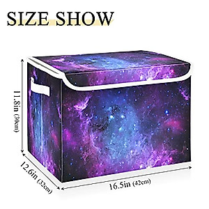 Storage Bins with Lids Foldable Storage Baskets Storage Cubes Collapsible Closet Organizer Containers with Cover Universe Galaxy Nebula Space for Home Office Organizer Closet, Shelves, Toy, Nursery