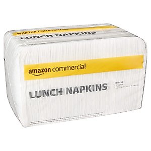 AmazonCommercial 1-Ply White Lunch Napkins, Bulk, Disposable Paper Napkins, FSC Certified, 250 Napkins per Pack (12 Packs)(12 x 12 Sheet)