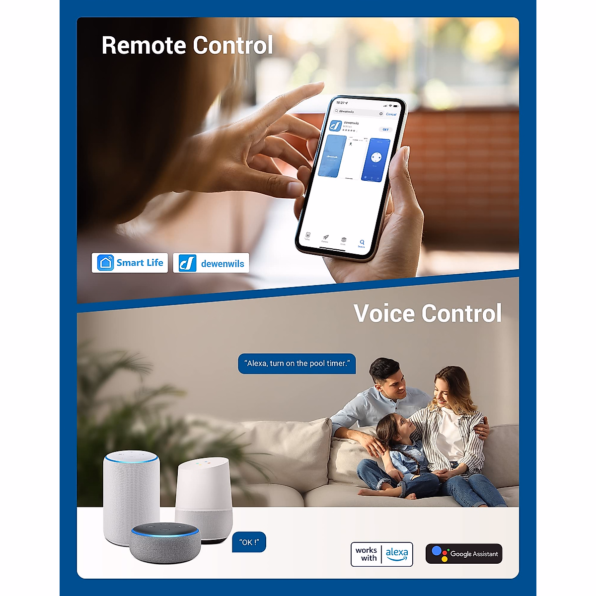 DEWENWILS Pool Timer, WiFi Pool Pump Timer, Heavy Duty 40A 120-277 VAC 2HP Wireless Controller Timer for Pool, Water Heater, Works with Alexa, Google Assistant, Smart Life, ETL Listed