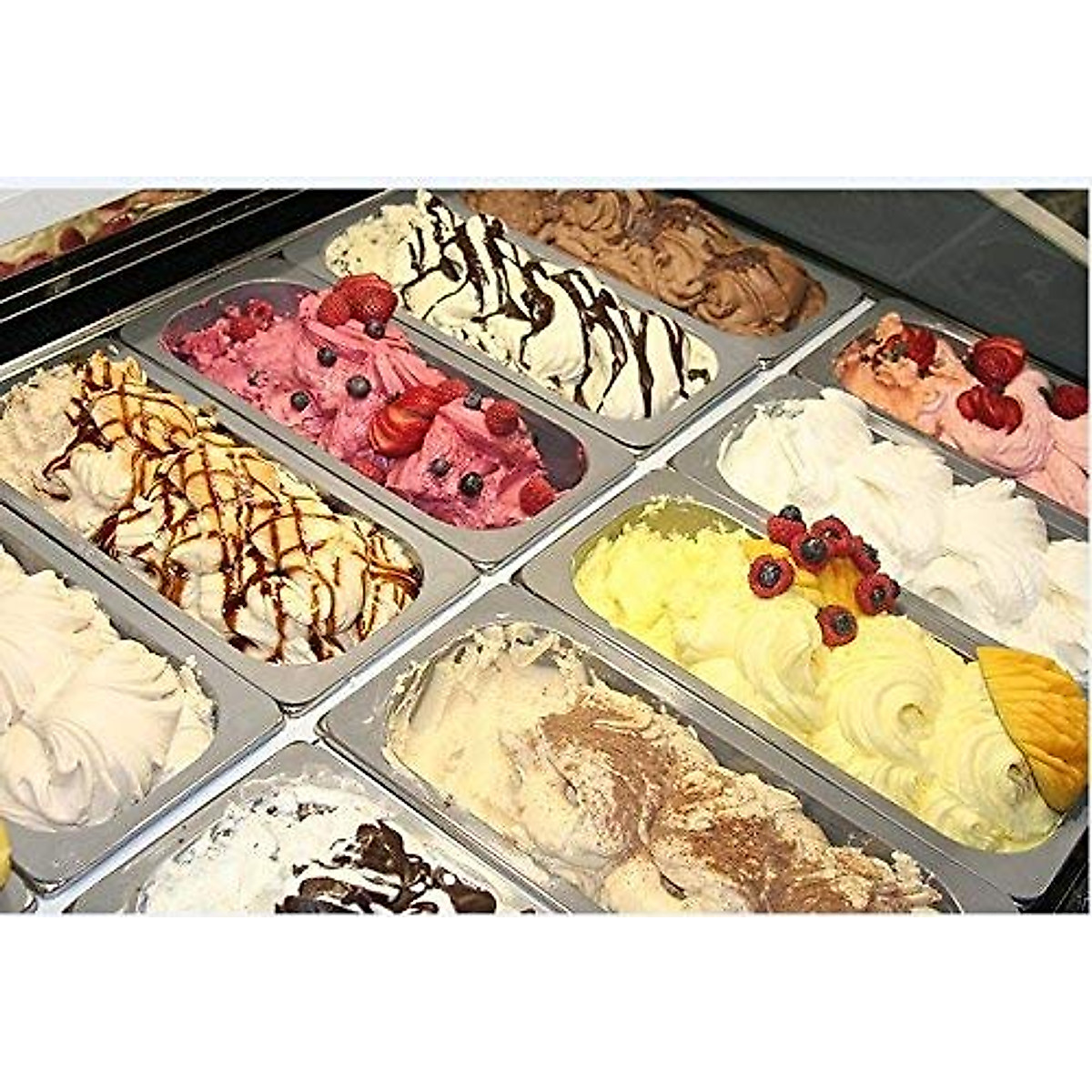 INTBUYING Commercial Hard Ice Cream Showcase 12 Pan Gelato Dipping Cabinet Freezer Display Case 110V