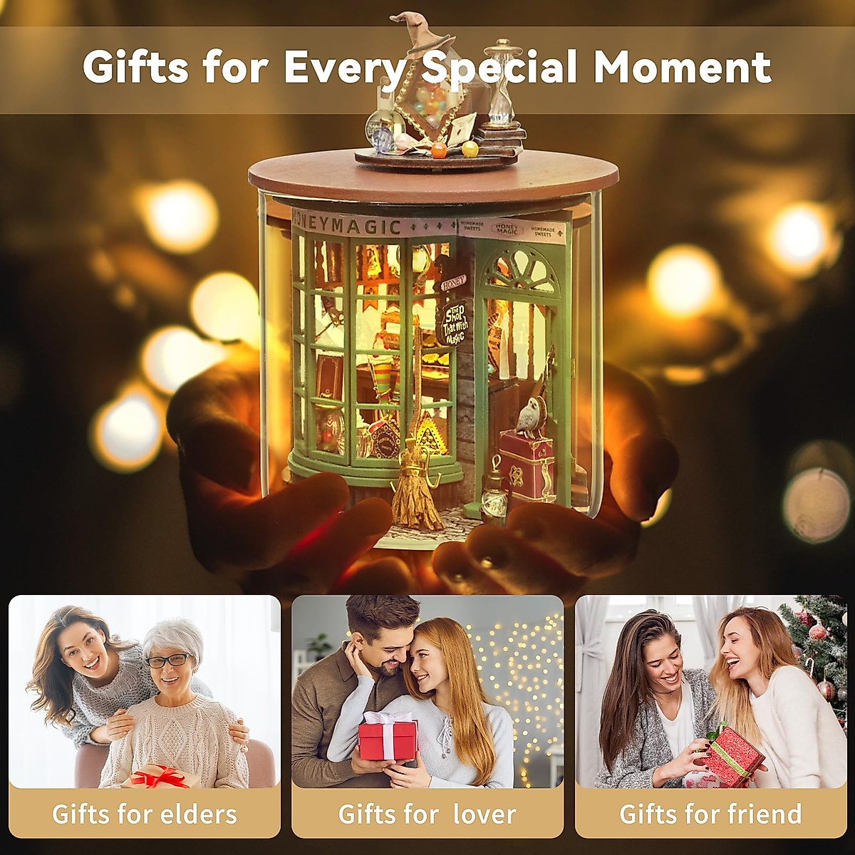 Flever Dollhouse Miniature DIY House Kit Creative Room Dream Bottle Series with Furniture for Romantic Valentine's Gift (Magical Shop)