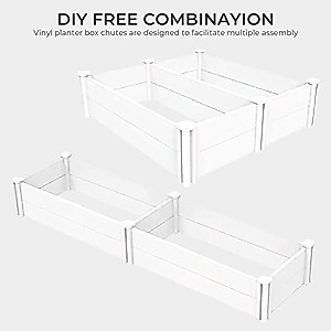 Arlopu 45.3'' X 22.4'' X 13'' Raised Garden Bed, Outdoor Vinyl Plant Box, PVC Above Ground Planter Kit, HDPE Raised Bed, Easy DIY Assembly, for Vegetables, Flowers, Herbs, Fruits, Succulents, White