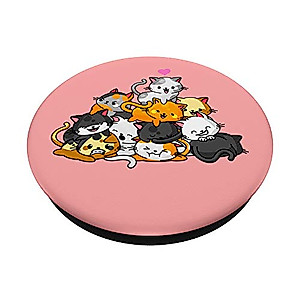 Cat Cute Kitty Pile Cats Anime Kawaii Neko Gift Women Girls PopSockets Swappable PopGrip