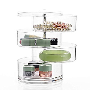 Stratalife Hair Accessories Organizer Acrylic Jewelry Organizer Hair Tie Container Small Jewelry Box 4 Layers Storage Box Hair Accessory Container Rotatable Organizer Drawer for Women Girls