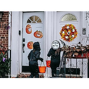 Easy Fine Fall Wreaths for Front Door 24 Inch,Farmhouse Fall Door Wreath Large,Halloween Wreath,Thanksgiving Decorations,Autumn Wreath,Fall Decor with Fall Leaves White Pumpkins Outdoor Outside