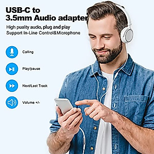 YYSEE USB C to 3.5mm Audio Adapter USB C Headphone Adapter 32bit 384KHz USB C DAC Realtek ALC5686 Type C to AUX Audio Jack Adapter for Pixel, Samsung,Huawei.