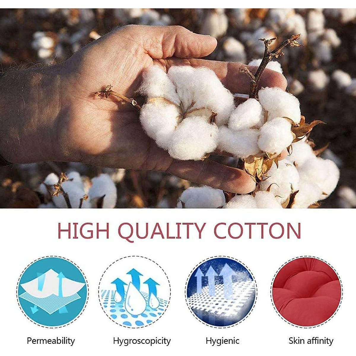 AALLYN Patio Chaise Lounger Cushion 2 Pack Chair Pads for Sofa Overstuffed Fade Resistant Tufted Seat Cushion Patio Furniture Cushions for Wicker Chair(Color:Red)