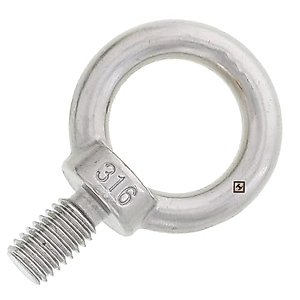 E-Rigging 3/8" x 11/16" Stainless Steel Machinery Eye Bolt, Type 316 Stainless Steel Eye Hook for Railings, Outdoor Lighting, DIY Projects, Material Handling, Docks and Boats
