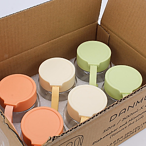 Danmu 6 Pack Glass Water Bottles, Clear Water Bottles Leakproof 10oz, Small Water Bottles 300ml, Cute Water Bottles,Glass Juice Bottles for Juicing, Juice Bottles,Glass Juice Bottles with Lids