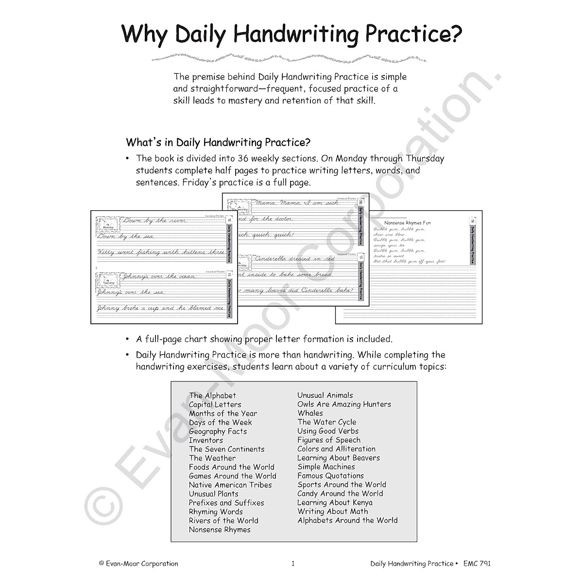 Evan-Moor® Daily Handwriting Practice Book: Traditional Cursive, Grades K-6