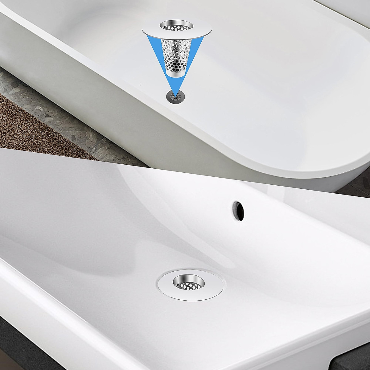 Kaemi 6 Pcs Bathroom Sink Drain Strainer for 1.2"-1.6" Drain Hole, Premium 304 Stainless Steel Small Conical Porous Bathtub Sink Hair Catcher