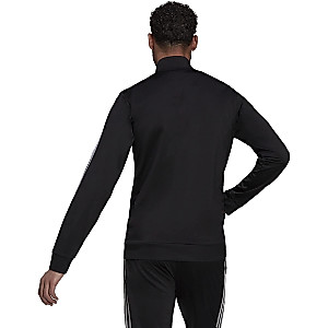 adidas Men's Essentials Warm-Up 3-Stripes Track Top, Black/White, Large