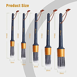LitOrange Car Detailing Brush Set- 5 PCS Different Sizes PET&PPT Mixed ​Fiber Plastic Handle Automotive Detail Brushes for Cleaning Interior, Exterior, Wheels, Rims and Leather