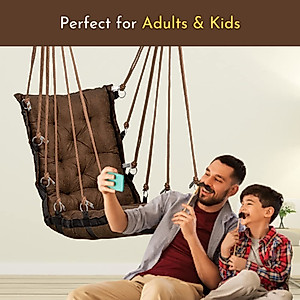 Soft Leather Velvet Hanging Swing Chair, Jhula for Adults, Swing for Indoor/Outdoor, Home, Balcony & Garden, 200 Kgs Weight Capacity (Cotton,Brown, Free Hanging Accessories)