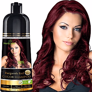 Herbishh Burgundy 3-In-1 Hair Color Shampoo for Gray Hair Magic Hair Dye Shampoo Colors Hair in MinutesLong Lasting500 MlAmmonia-Free