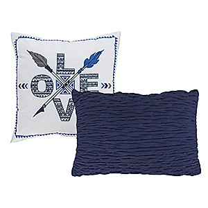 Chic Home Le Marias 9 Piece Reversible Comforter Paris is Love Inspired Printed Design Bed in a Bag-Sheet Set Decorative Pillows Shams Included Size, Queen, Navy
