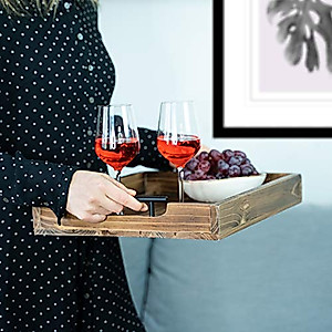 Wood Serving Tray with Handles by Cozy Décor - 17 Inch Premium Rustic Tray for Coffee Table - Ottoman Tray for Living Room - Tv Trays for Eating Breakfast in Bed - Wooden Tray for Ottoman