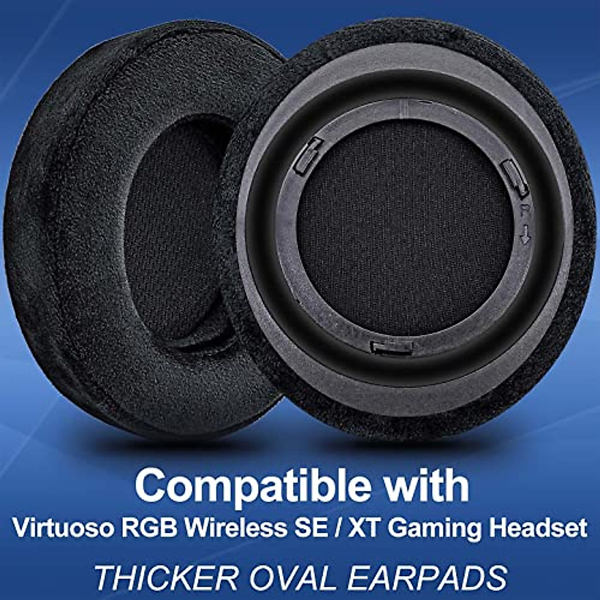 Upgrade Oval Shape Earpads for Virtuoso RGB Wireless, Virtuoso RGB Wireless XT, Virtuoso Wireless SE | Enlarged Inner Hole (Velour Virtuoso XT Ear Pads)
