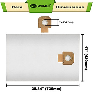 WHI-GN Replacement for BOSCH Bags, VB140F Fleece Filter Bags, compatible with BOSCH 14 Gallon Dust Extractors VAC140 (6 Pack)