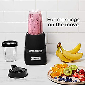 Chefman Countertop + Travel Dynamic Blending System, 12-Piece Set, 3 Programmed Speeds & Pulse, Easy Ice Crushing for Shakes & Smoothies, Dishwasher-Safe 32-Oz Pitcher, 12-Oz & 2 24-Oz Tumblers, Black