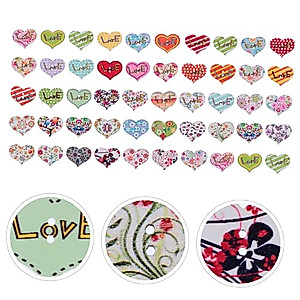 300 Pcs Wooden Heart Button DIY Accessories Printed Buttons Wooden Decors Beautiful Jewelry Buttons Clothing Fasteners Two-hole Buttons Wooden Clothing Buttons Unique DIY Props