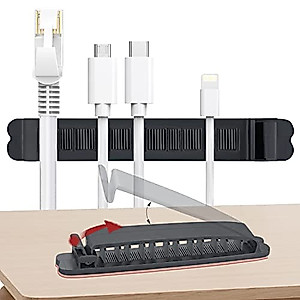 SOULWIT Cable Holder Clips, 5 Pack Self Adhesive Cord Organizer for Home/Office/Desk/Car/Phone/USB Cable Wire Management (for Cables Less Than 5mm) - Black